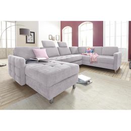 Sit & More sit&more Wohnlandschaft &raquo;Pablo U-Form&laquo; wahlweise mit Schlaffunktion und Bettkasten silber Struktur (100% Polyester);Kunstleder SOFTLUX ;Luxus-