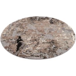 OCI DIE TEPPICHMARKE Teppich &raquo;JUWEL LIRAY, auch als L&auml;ufer und in Rund&laquo; rund 20 mm H&ouml;he Kurzflor, Wohnzimmer, Marmor Optik, Hoch Tief Effekt, dichte 