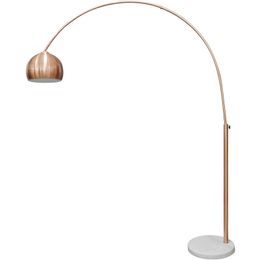 Salesfever Bogenlampe &raquo;Clara&laquo; E27 Fu&szlig; aus Marmor braun 1, &Oslash; 30cm H: 181cm
