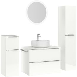 Nobilia Badm&ouml;bel-Set &raquo;Alvene&laquo; vormontiert, mit Soft-Close, 4 Stk. tlg. wei&szlig; B/H/T: 160cmcm x 172,2cmcm x 48,5cmcm, Griffe edelstahlfarbig