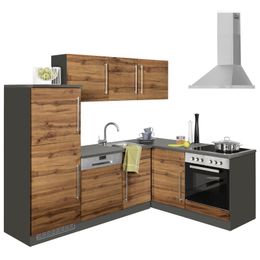 KOCHSTATION Winkelk&uuml;che &raquo;KS-Samos&laquo; Stellbreite 230x170 cm, wahlweise mit E-Ger&auml;ten, mit Arbeitsplatte braun B/H/T: 230cm x 200cm x 60cm, ohne E-Ger&auml;te