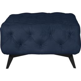 Home Affaire Polsterhocker &raquo;Amaury&laquo; Chesterfield-Optik, Breite 80cm, Fu&szlig;farbe w&auml;hlbar blau Struktur (100% Polyester);Samtoptik (100% Polyester) B/H/T: