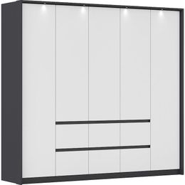 Rauch Dreht&uuml;renschrank &raquo;Mainz mit Passepartout&laquo; optional mit Beleuchtung, Au&szlig;ent&uuml;ren mit Push-to-Open Funktion grau Holzwerkstoff B/H/T: 230cm x 212cm
