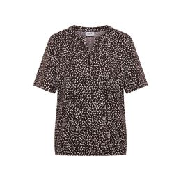 Cecil T-Shirt mit Split Neck und Print Damen Gr&ouml;&szlig;e L dunkelbraun