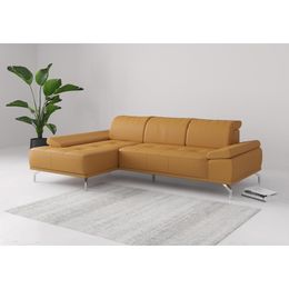 OTTO home Ecksofa &raquo;Caluna, L-Form, B:280cm, Federkern, in Stoff und Leder&laquo; Inkl.Sitztiefenverstellung, wahlweise mit Kopf- und Armteilverstellung gelb