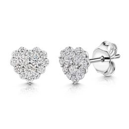 Firetti Damen Paar Ohrstecker &raquo;Schmuck Geschenk Weissgold 585 Ohrschmuck Ohrringe Herz&laquo; mit Brillanten silber 0,48, 0,48 SI = kleine Einschl&uuml;sse, 