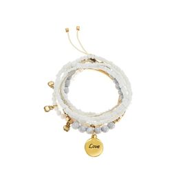 Lascana Damen Lascana Armketten Set elastisches Armband mit Anh&auml;nger, Armband Set gold Glas Stein