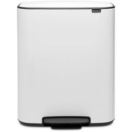 Brabantia M&uuml;lleimer &raquo;Bo Treteimer, 2 x 30L&laquo; sanft schlie&szlig;ender Deckel, mit leichter Pedalbedienung wei&szlig; Kunststoff, Metall B/H/T: 54,1cm x 65,2cm x 36,3cm, 60 l