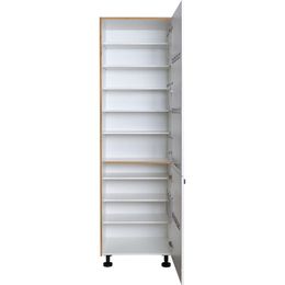 Express K&uuml;chen Vorratsschrank &raquo;ARTA&laquo; vormontiert Holzwerkstoff eichfarben astig, B/H/T: 60cm x 207cm x 58cm, T&uuml;ren: 1 Stk. T&uuml;ranschlag rechts
