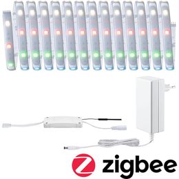 Paulmann LED-Streifen &raquo;MaxLED 250 Basisset Smart Home Zigbee IP44 22W 100 1000lm&laquo; 1 Stk.-flammig 5m, RGBW, beschichtet silber Dioden 150 Stk. Flammen 1 Stk., 