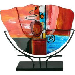 GILDE GLAS art Dekovase &raquo;New Life 1&laquo; handbemalt mit Fusingglas-Elementen bunt Glas, Metall B/H/T: 45,5cm x 49,5cm x 10,5cm