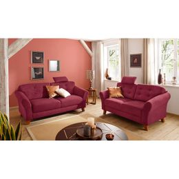 OTTO home 2-Sitzer &raquo;Trondheim&laquo; mit Federkern, Knopfheftung im R&uuml;cken rot Luxus-Microfaser Lederoptik (100% Polyester);Struktur weich ( 97% Polyester, 