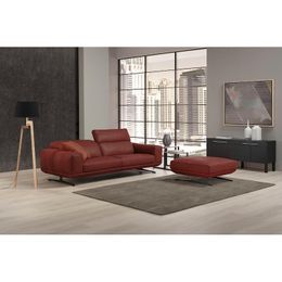 Egoitaliano 2,5-Sitzer &raquo;Gloria, super bequem und hochwertige Verarbeitung, edles Design&laquo; beidseitig verstellbare R&uuml;ckenelemente, mit Metallf&uuml;&szlig;en rot Luxus-