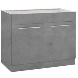Wiho-K&uuml;chen wiho K&uuml;chen Sp&uuml;lenschrank &raquo;Flexi2, Breite: 100 cm, Soft-Close bei der T&uuml;r&laquo; oben feste Blende grau B/H/T: 100cm x 85cm x 57cm