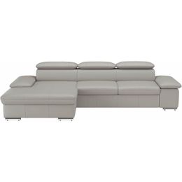 Sit & More sit&more Ecksofa &raquo;Valantine L-Form, B: 286 cm&laquo; mit Arm- & Kopfteilverstellung, optional mit Schlaffunktion grau NaturLEDER B/H/T: 286cm x 73cm x 174cm