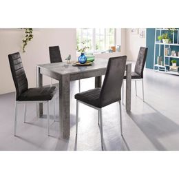 OTTO home Essgruppe &raquo;mit Tisch und 4 St&uuml;hlen&laquo; Set, 5 tlg. Tischbreite 120 cm Esszimmer Set, Tischgruppe grau B/H/T: 120cm, Microfaser