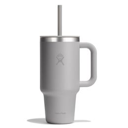 Hydro Flask Thermobecher &raquo;All Around Travel Tumbler in den Gr&ouml;&szlig;en 24 oz/ 32 oz / 40 oz&laquo; Thermo Cup mit Strohhalm, 709 ml/ 946 ml/ 1182 ml beige Edelstahl 29,34cm,