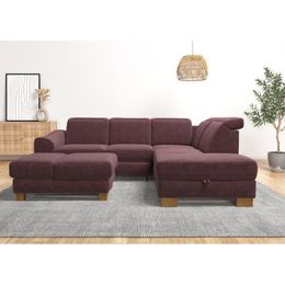 Home Affaire Ecksofa &raquo;Dundee L-Form&laquo; wahlweise mit Kopfteilverstellung und zus&auml;tzlich mit Schlaffunktion lila Flachgewebe 100% Polyester B/H/T: 263cm 