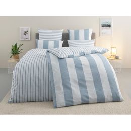 OTTO home Bettw&auml;sche &raquo;Sari in verschiedenen Qualit&auml;ten&laquo; 2 ab Gr. 135x200 cm, Wendedesign, moderne Bettw&auml;sche mit Streifen blau Seersucker, 
