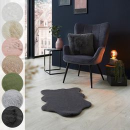 LUXOR living Fellteppich &raquo;Novara&laquo; fellf&ouml;rmig 30 mm H&ouml;he Kunstfell, weiche Kaninchenfell-Haptik, waschbar, auch als 2er Set grau Kunstfaser B : 55cm 2 