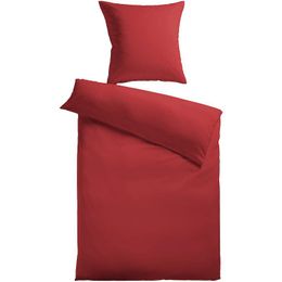 Kinzler Bettw&auml;sche &raquo;Mikrofaser Fleece&laquo; 2 Stk. Uni Farben, angenehm warm rot Fleece, Obermaterial: 100% Polyester B/L: 135cm x 200cm, 1 Stk., 1 Stk., 
