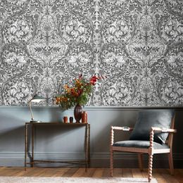 WILLIAM MORRIS AT HOME Vliestapete &raquo;African Marigold&laquo; Retro glatt 10mx52cm (ca. 5m2) grau Vlies B/L: 10m x 2,5m, Rollen: 1