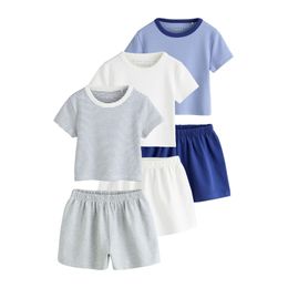 next Set: T-Shirt und Shorts M&auml;dchen Gr&ouml;&szlig;e 134 blau / dunkelblau / graumeliert / wei&szlig;