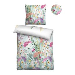 Biberna Bettw&auml;sche &raquo;0025005&laquo; 2 Stk. absolut b&uuml;gelfrei, 100% Baumwolle, mit Rei&szlig;verschluss, ganzj&auml;hrig blau Soft-Seersucker, Obermaterial: 100% Baumwolle B/L: 