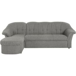 DOMO collection Ecksofa &raquo;Pegnitz, elegante R&uuml;ckensteppung, kompakte Stellma&szlig;e 238/141cm, L-Form&laquo; wahlweise mit Bettfunktion grau 100% Polyester B/H/T: