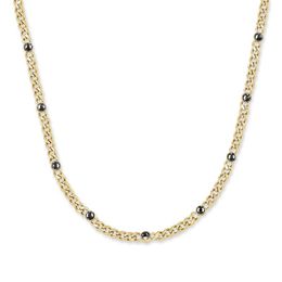 Copenhagen Studios Damen Edelstahlkette &raquo;Schmuck Geschenk Halskette Glittery Cuban&laquo; mit Strassstein gold Edelstahl, L: 45 B: 1,5mm