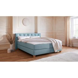 Home Affaire Boxspringbett &raquo;Harmones&laquo; in 3 Breiten, H&auml;rtegrad auch im Mix mit je 1 Matratze in H2 und H3 gr&uuml;n Struktur (100% Polyester) Struktur, 