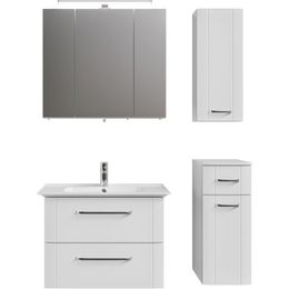 Badm&ouml;bel-Set &raquo;Serie 3006 4-teilig Keramik-Waschtisch mit Spiegelschrank&laquo; 5 Stk. tlg. wei&szlig; Holzwerkstoff B/H/T: 80cmcm x 57,4cmcm x 46,8cmcm