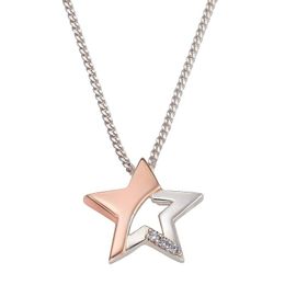 Firetti Damen Kette mit Anh&auml;nger &raquo;Schmuck Geschenk Silber 925 Halsschmuck Halskette Panzerkette Stern&laquo; mit Zirkonia (synth.) rosa Silber 925 (