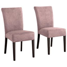 Home Affaire Esszimmerstuhl &raquo;Queen&laquo; (Set) 2 Stk.Beine aus massiver Buche, wengefarben lackiert, Polsterstuhl rosa Massivholz B/H/T: 46cm x 93cm x 64cm