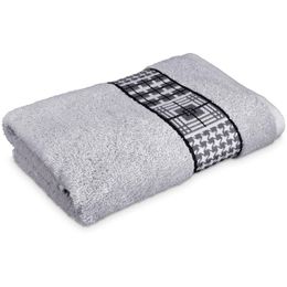 M&ouml;ve for frottana Badetuch &raquo;Fjord&laquo; mit tollem Uni Karo silber Walkfrottier, Baumwolle B/L: 67cmx140cm, 1 Stk., Walkfrottier