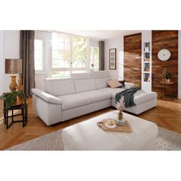 OTTO home Ecksofa &raquo;Mauritius L-Form&laquo; mit Kopfteil- und Armlehnverstellung, Schlaffunktion & Bettkasten beige Struktur fein (100% Polyester);Luxus-