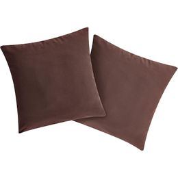 OTTO home Dekokissen &raquo;Parry Microfaser&laquo; 2-er Set, unifarben, Kissenh&uuml;llen ohne F&uuml;llung, mit Rei&szlig;verschluss braun Polyester B/L: 40cm x 40cm, 2 Stk.