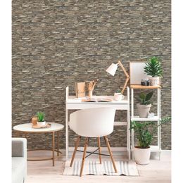A.S. Cr&eacute;ation Vliestapete &raquo;Attractive 3 &ndash; Natursteinmauer&laquo; Steinoptik aufgesch&auml;umt Braun, Grau und Beige, matt, fein strukturiert braun Vlies B/L: 0,53m x 10,05m, 