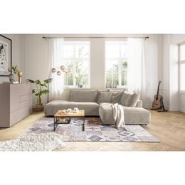 Musterring Ecksofa &raquo;Lucia bequem, elegant & zeitlos, elegante Sofa ohne Armlehnen&laquo; mit gro&szlig;em Longchair, verschiedene Farben, B304 x T224 cm silber 100% 