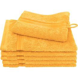 Dyckhoff Waschhandschuh &raquo;Siena&laquo; mit Bord&uuml;re gold Frottier B/L: 16cm x 21cm