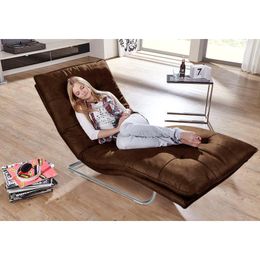 W.Schillig Relaxliege &raquo;daily dreams&laquo; in Waffelkissen-Optik, wahlweise mit Motor, Freischwingergestell braun Longlife Xtra-Leder Z69: Das feinnarbige, 