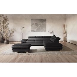 COTTA Ecksofa &raquo;Enterprise L-Form, B: 277 cm x L: 238 cm, bequeme Wellenunterfederung&laquo; Arm- & Kopfteilverstellung, optional Schlaffunktion grau Softlux