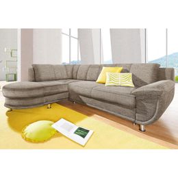 Trendmanufaktur Ecksofa &raquo;Rondo, zeitlos und elegant, bequem, L-Form&laquo; wahlweise mit Federkern, wahlweise mit Bettfunktion beige Softlux -Kunstleder;
