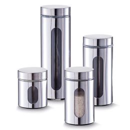 zeller Vorratsdose Modernes Design hebt jedes Zuhause hervor silber Glas Einheitsgr&ouml;&szlig;e