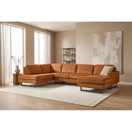 OTTO home Wohnlandschaft &raquo;Pinto, 350 cm, U-Form, XXL, mit Ottomanen&laquo; Cord, Chenille, Lederoptik, mit Keder, Metallf&uuml;&szlig;e, Wellenunterfederung 100% 