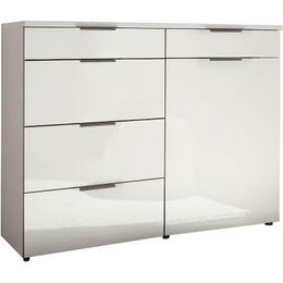 Wiemann Kombikommode &raquo;Como&laquo; vormontiert wei&szlig; Floatglas, Holzwerkstoff, Metall B/H/T: 140cm x 91,2cm x 43cm, 5 Stk., 1 Stk.