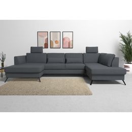 Sit & More sit&more Wohnlandschaft &raquo;Olsen U-Form&laquo; inklusive Sitztiefenverstellung, optional Schlaffunktion, 15cm hoch grau 98% Polyester 2%Polyamid B/H/T: 335cm 