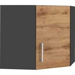 KOCHSTATION Eckh&auml;ngeschrank &raquo;KS-Colmar&laquo; 60 x 60 cm, mit Metallgriff grau Holzwerkstoff grafitgrau, B/H/T: 60cm x 57cm x 34cm