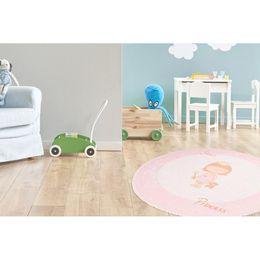 Arte Espina Kinderteppich &raquo;Bambini 300&laquo; rund 5 mm H&ouml;he Fantasievoll bedruckter Kinderteppich, angenehme Haptik rosa Polyester &Oslash; 160cm 1 Stk., 5mm, &Oslash; 160cm