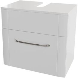 Waschbeckenunterschrank &raquo;Serie 3006, 1 Schublade,Siphonausschnitt, 60cm&laquo; Waschbeckenschrank inkl. Soft-Close, Griff in Chrom Glanz wei&szlig; Holzwerkstoff 